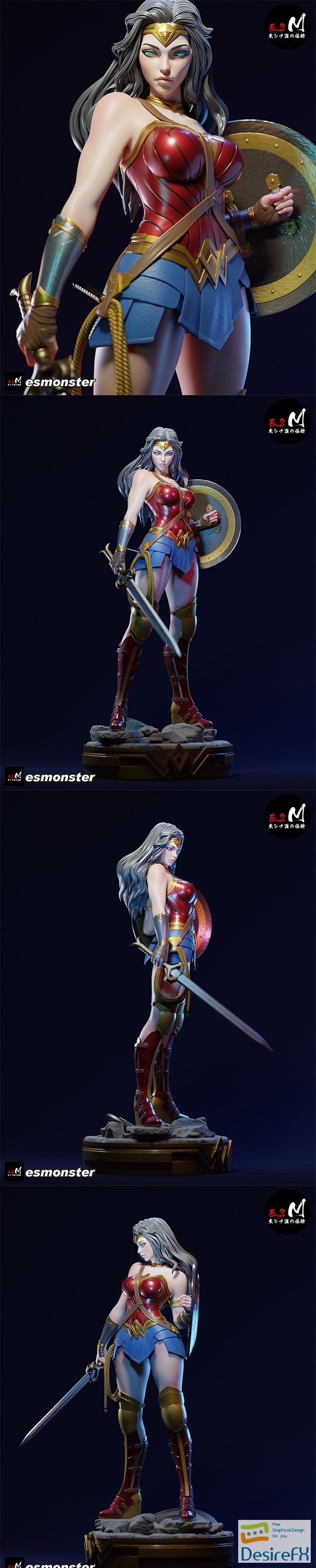 Download Wonder Woman Statue - 3D Print - DesireFX.COM