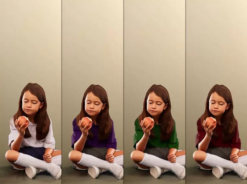 Download 4 Texturevariations - Sitting Schoolgirl Eating low-poly 3d ...