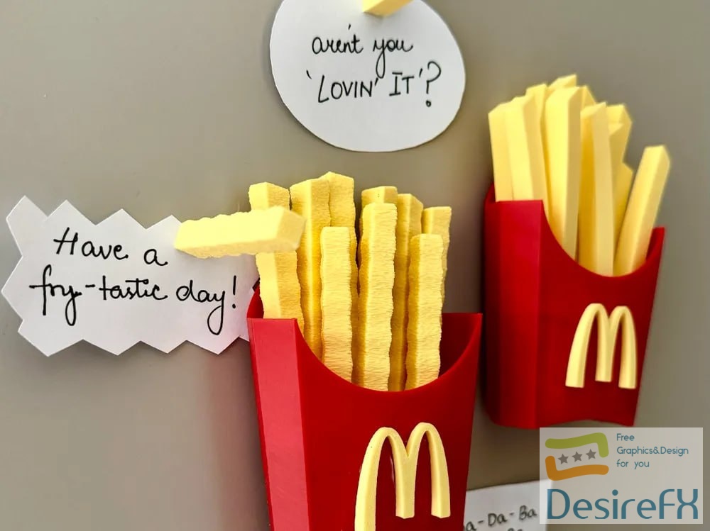 Download Fridge magnet in the shape of French fries - 3D Print ...
